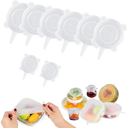 8 Pack Silicone Stretch Lids Silicone Stretch Lids Food Covers 2 Sizes ...