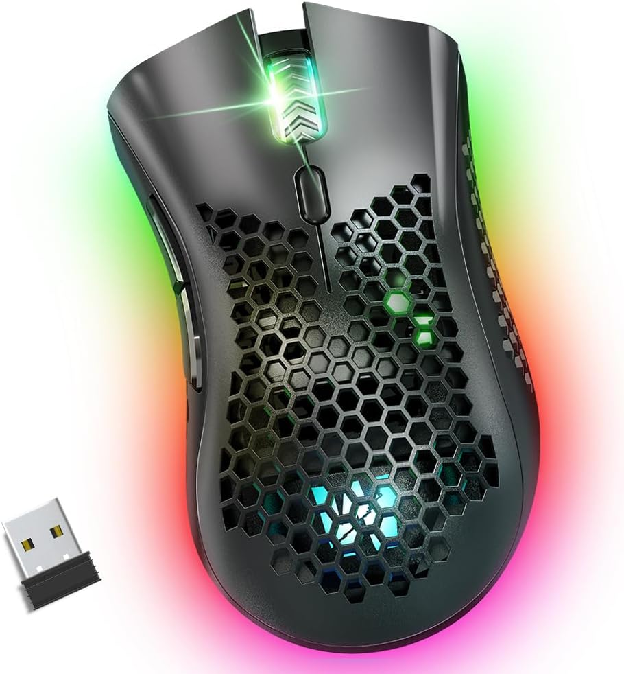 Amazon.com: AVMTOM Wireless Mouse Wireless Gaming Mouse Rechargeable PC ...