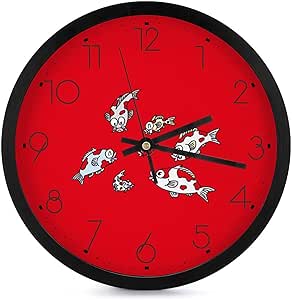 Amazon.co.jp: Black-style-40 Carp Japanese Style Wall Clock, Wall Clock ...