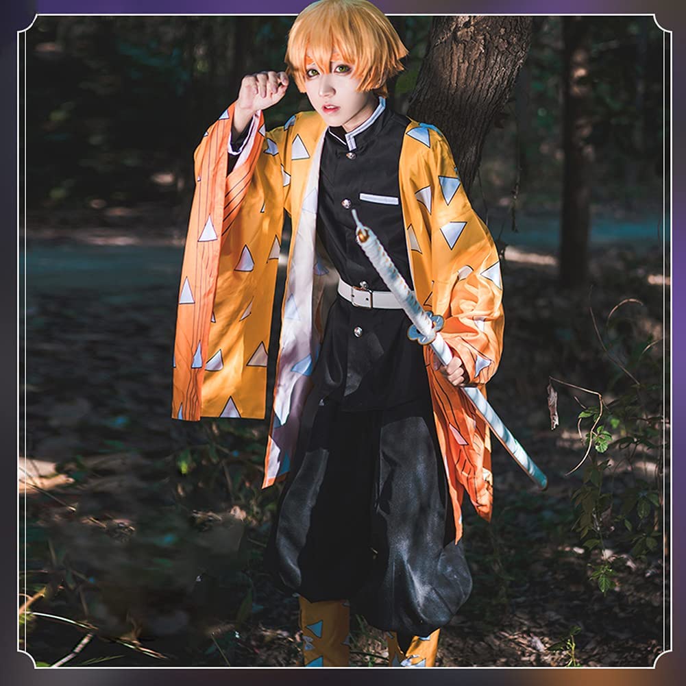 Formemory Zenitsu Cosplay Outfit Set, 8 PCS Demon Slayer Cosplay Kimono ...