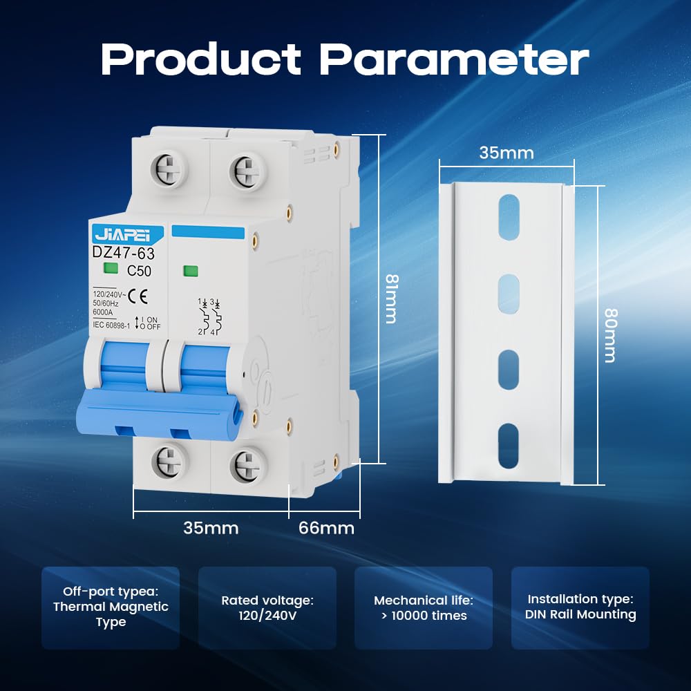 Snapklik.com : AC Miniature Circuit Breaker, 120V/240V 2 Pole 50 Amp ...