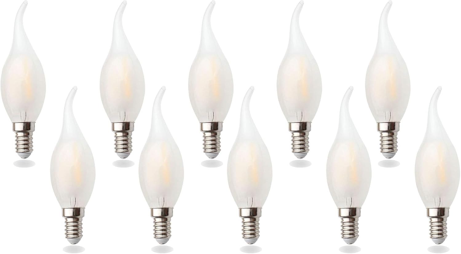JCKing (Pack of 10 AC 110V-130V 2W E14 Dimmable LED Filament Frosted ...