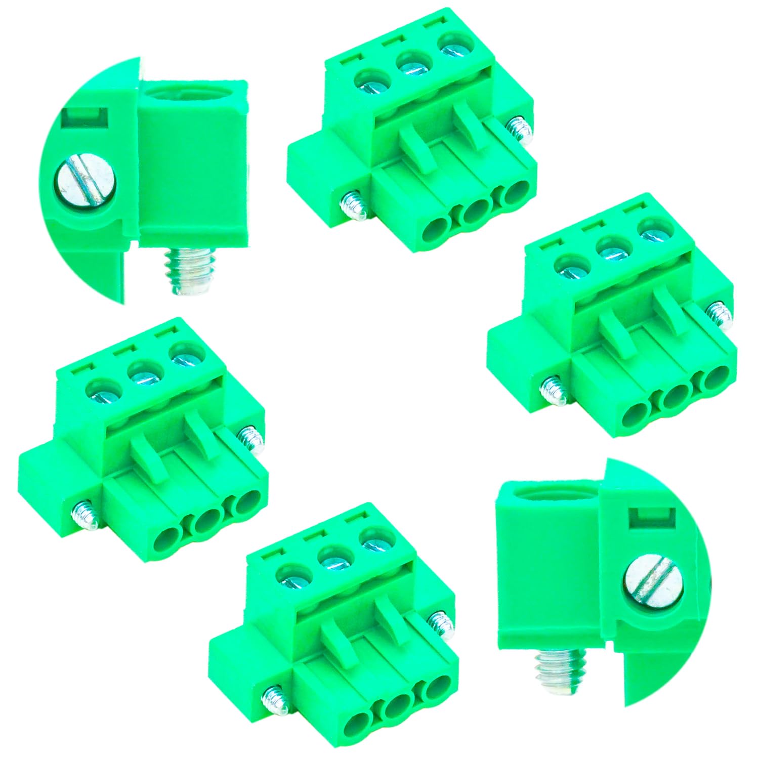 Tcenofoxy 8 PCS 5.08mm 3 Pin Phoenix Type Connector Green PCB Screw ...
