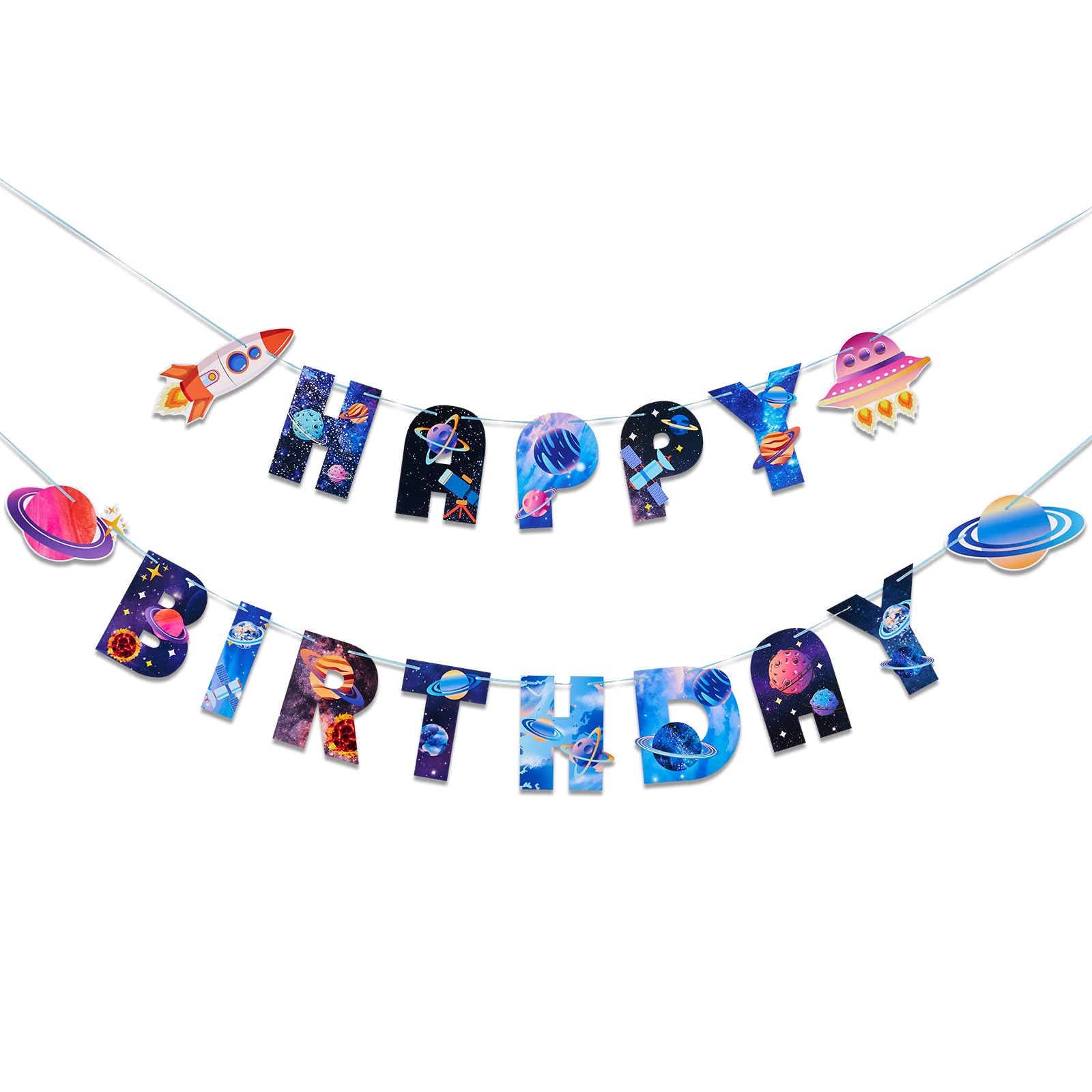 Amazon.com: SUNBEAUTY Universe Outer Space Theme Birthday Banner Galaxy ...