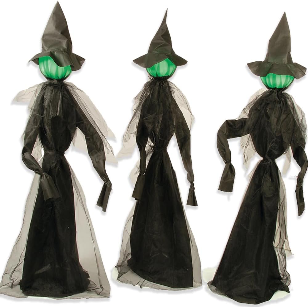 Amazon.com : Witches Holding Hands and Glowing Faces - Set of 3 witches ...
