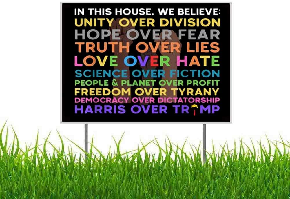 Amazon.com : In This House We Believe Yard Sign Harris Walz 2024 Kamala ...