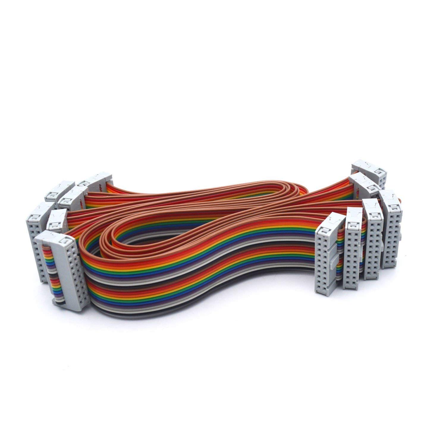 Amazon.com: Antrader 30CM 20-Pin IDC Connector Flat Rainbow Ribbon ...