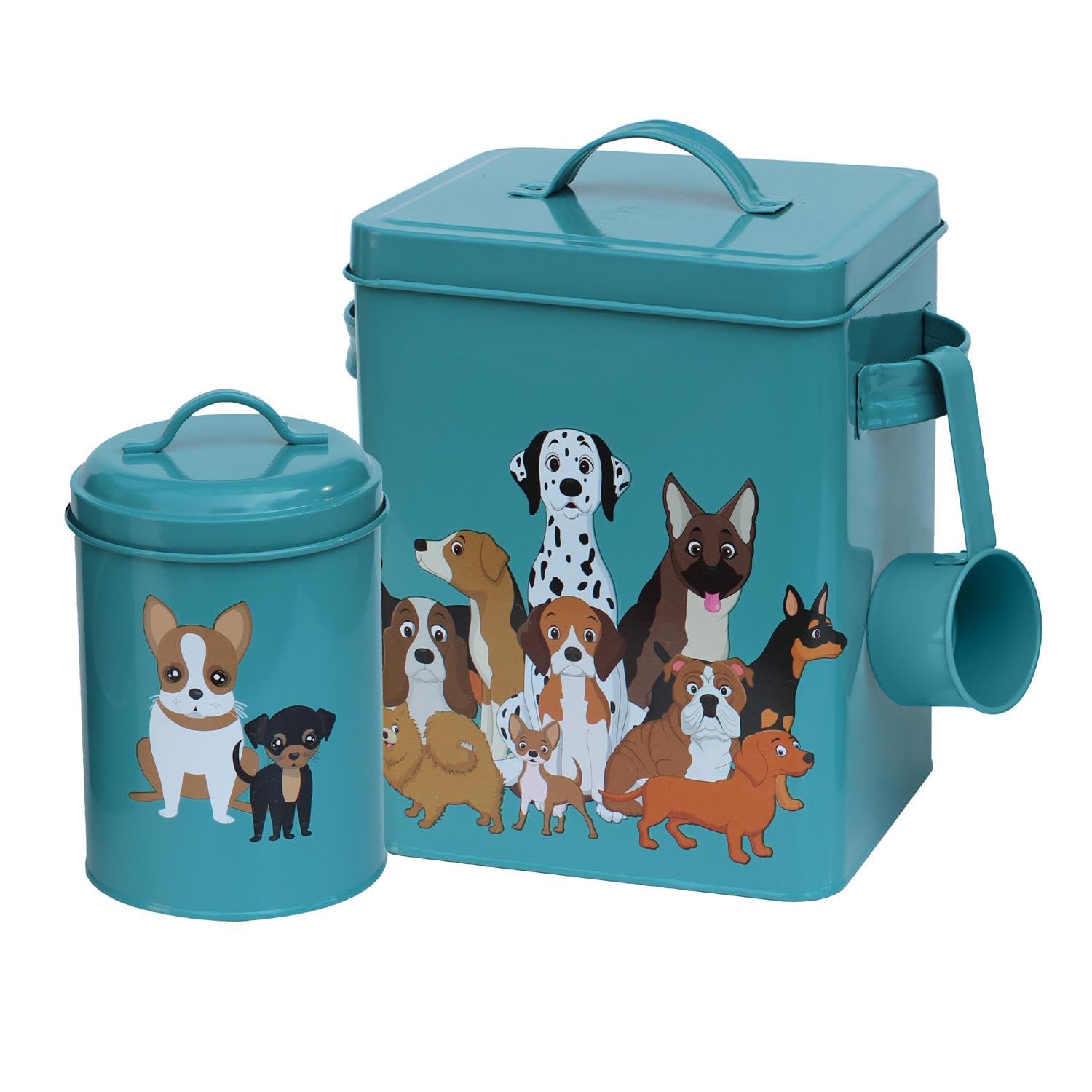 simpa 3PC Metal Dog Food Storage Set featuring Quirky Dog Pack ...
