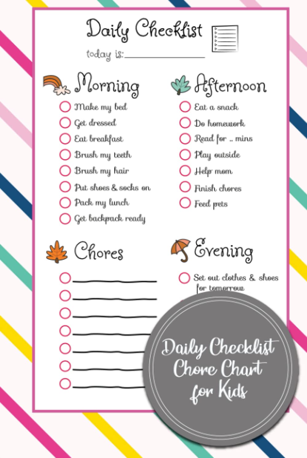 Daily Checklist Chore Chart For Kids Daily Routine Tasks ...