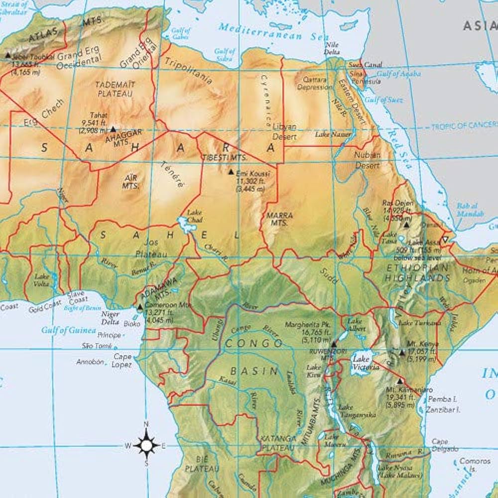 Online Maps Africa Physical Map