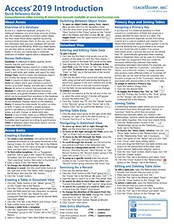 Amazon.com: Microsoft Access 2019 Introduction Quick Reference Training ...