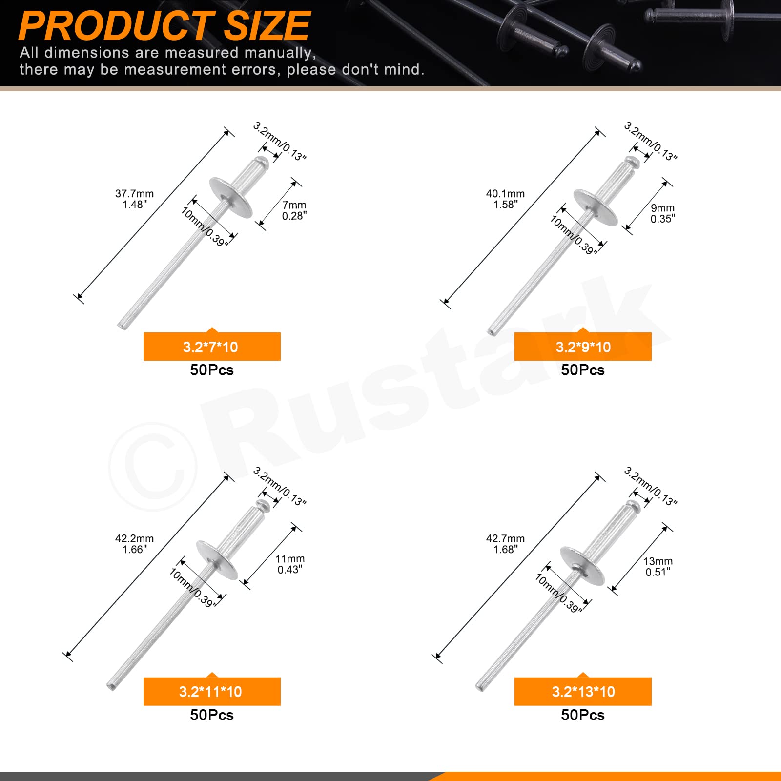 Snapklik.com : Rustark 290pcs 7 Sizes Aluminum Large Flange Blind ...