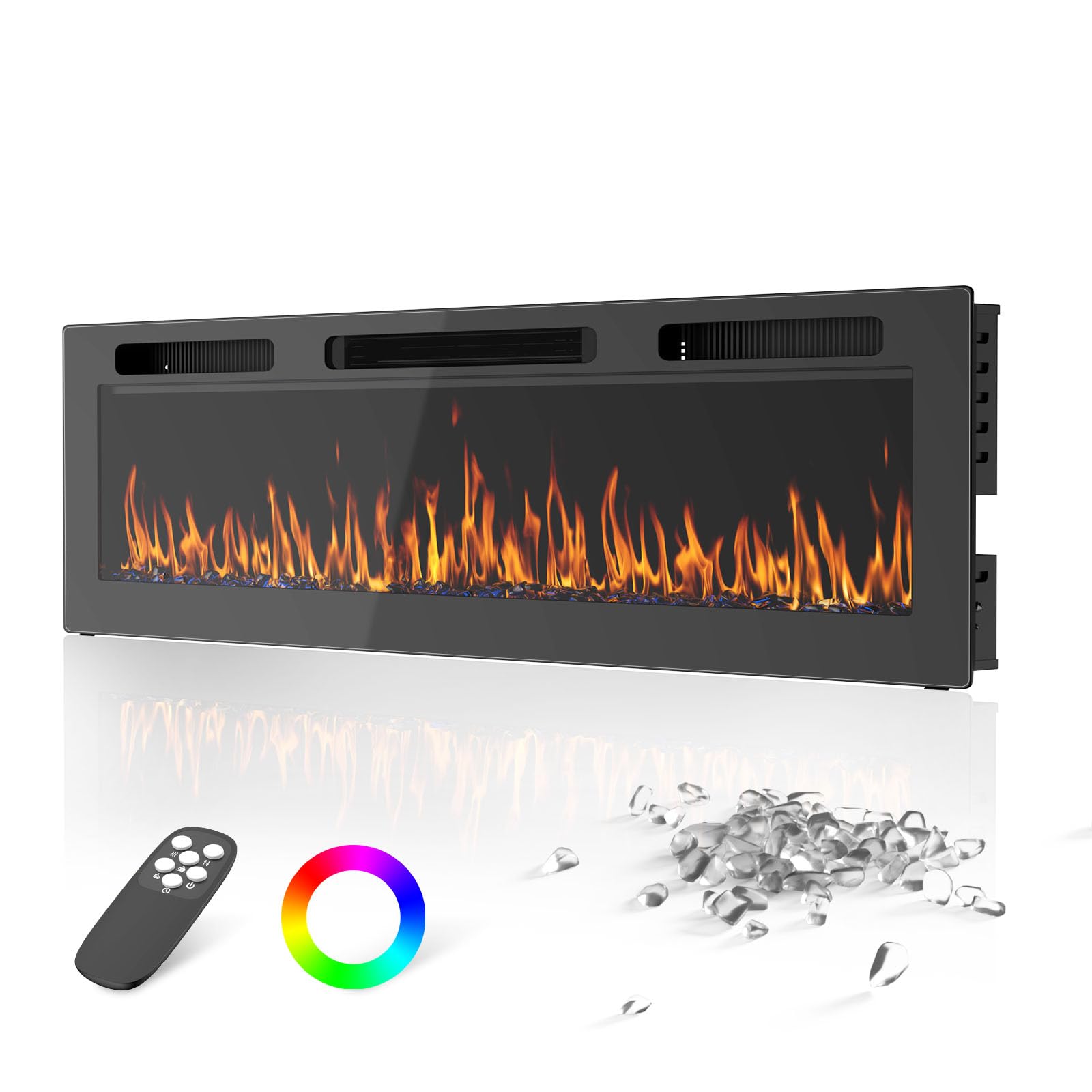 Amazon.com: 36" Electric Fireplace Recessed and Wall Mounted, 750/1500W ...