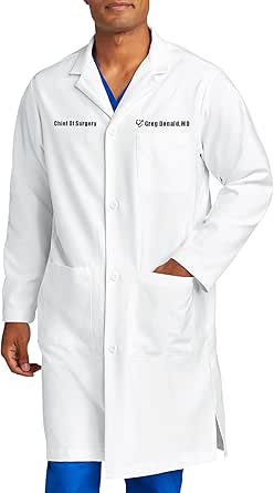 Amazon.com: Custom Embroidered Lab Coats for Men & Women Your Name Text ...
