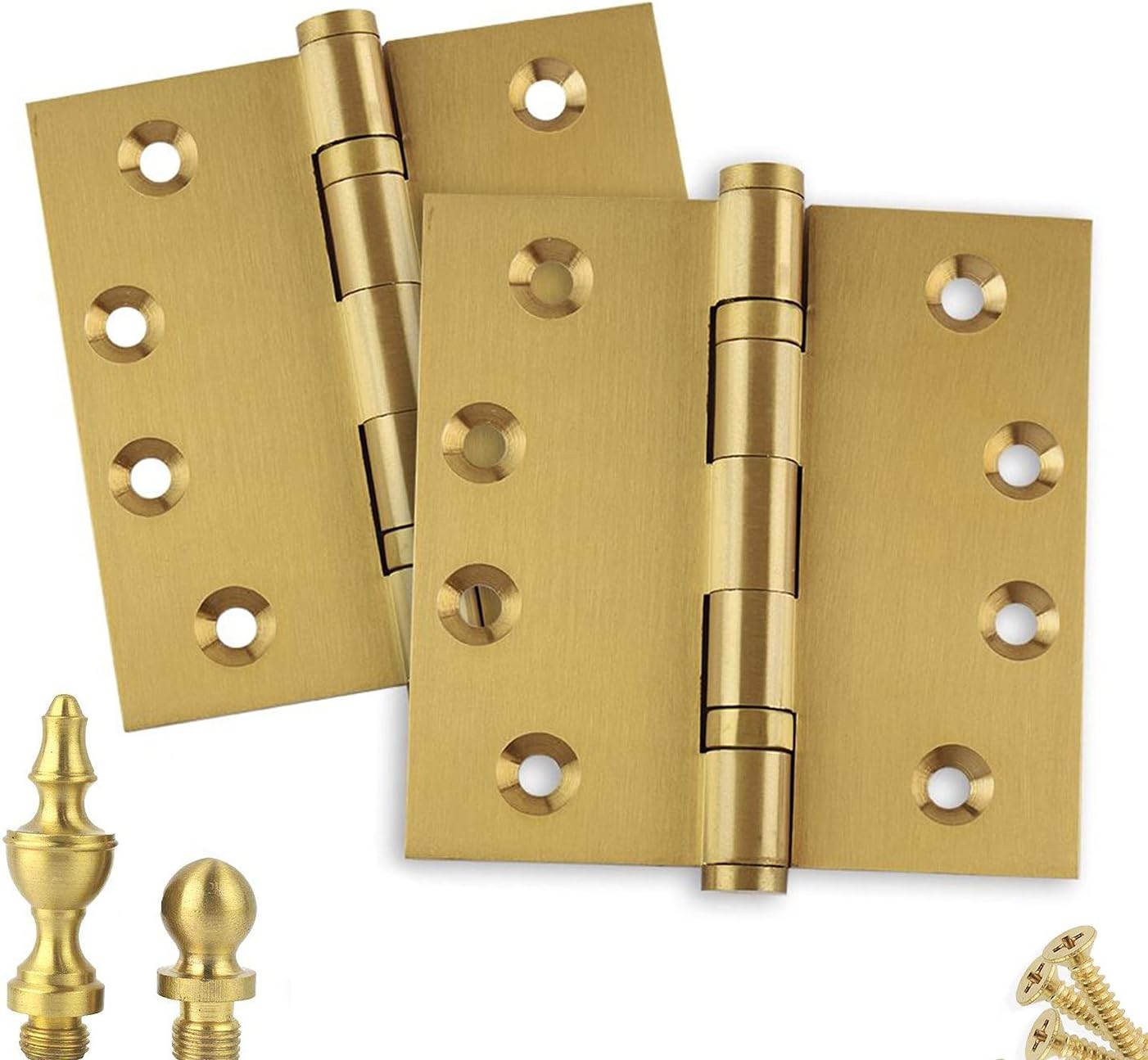 Solid Brass Architectural Door Hinges – 2 Vintage Decorative Cap Mortise Hinges, Ball Bearings ...