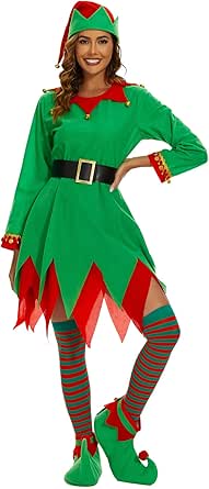 Amazon.com: Higen Elf Costume for Women Deluxe Full 5 Pcs Set Christmas ...
