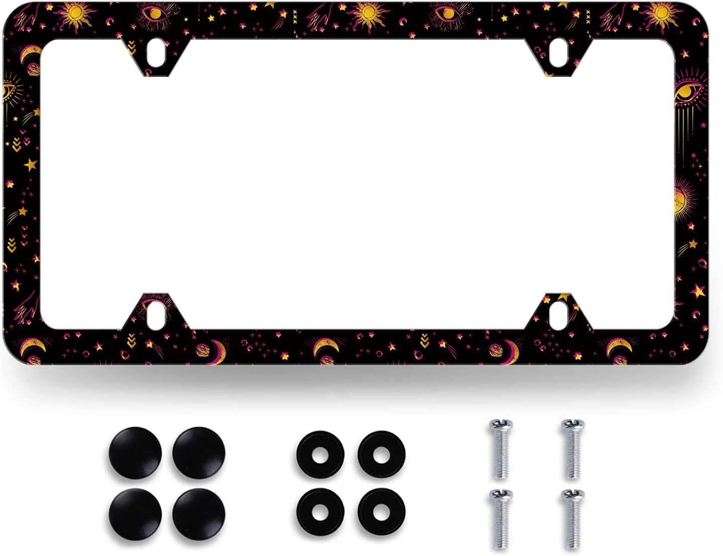 Amazon.com: Galaxy License Plate Frame Colorful Neon Space Stars Moon ...