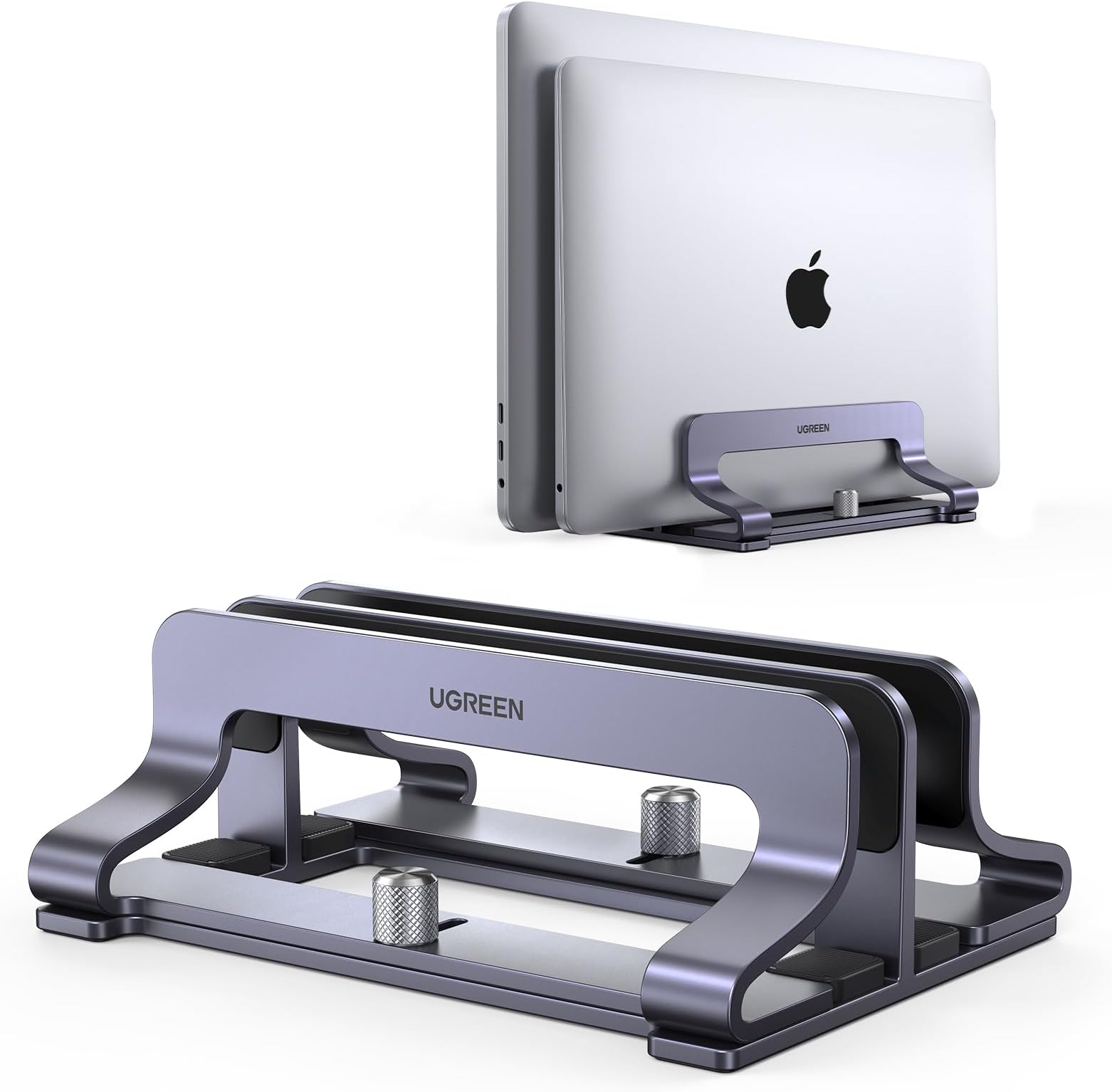 UGREEN Vertical Laptop Stand for Desk, Dual Slot Aluminum Holder, Adjustable Dock, Compatible ...