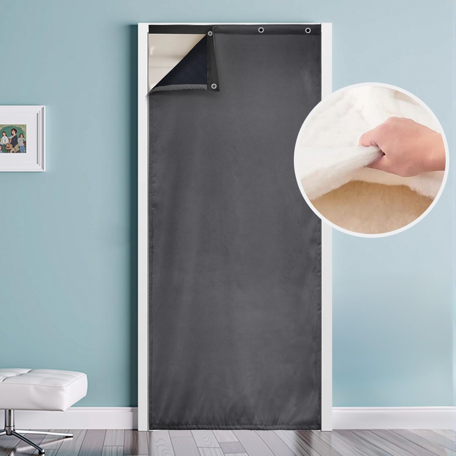 Thermal Insulated Door Curtain Winter Eyelet Doorway Cover Panel ...