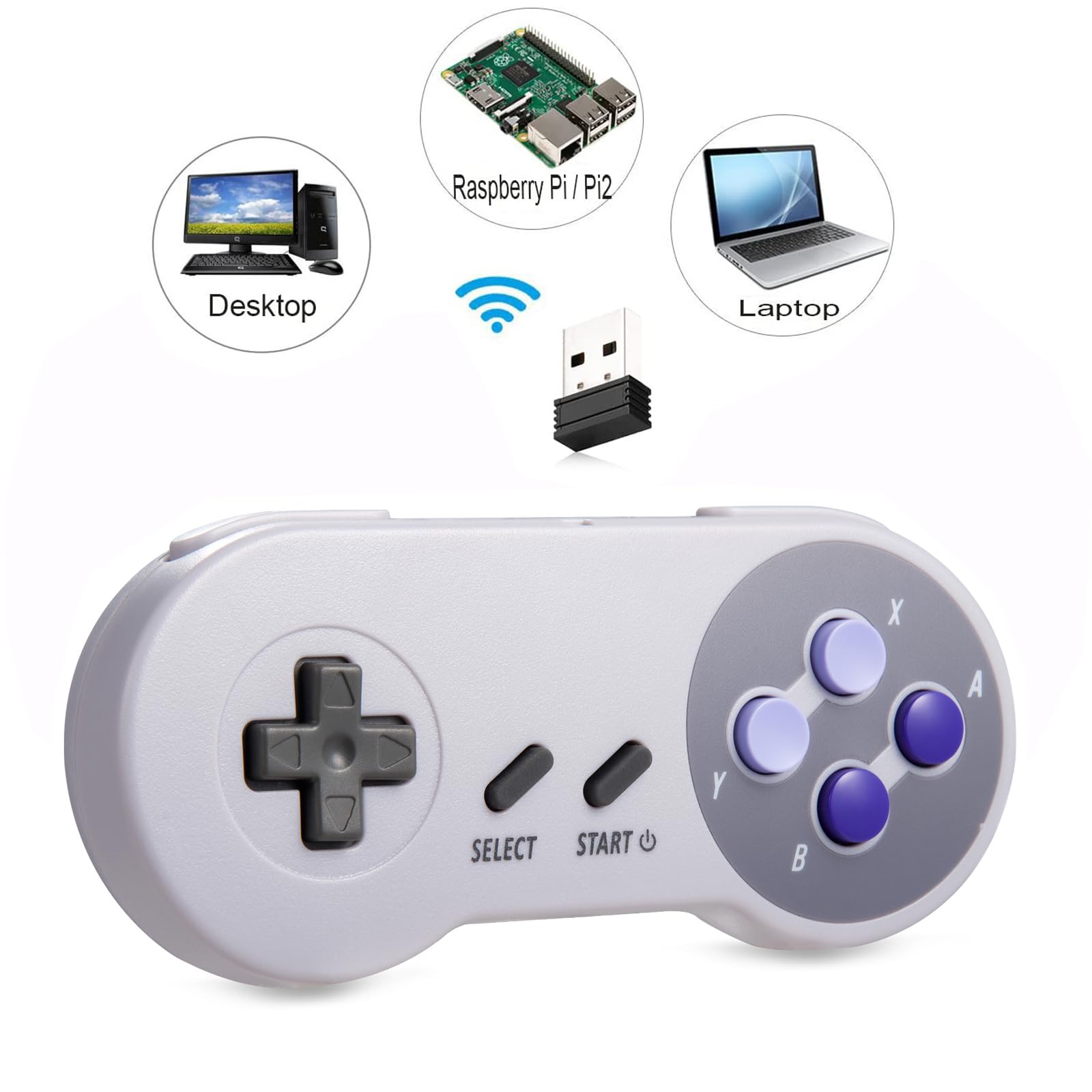 Snapklik.com : Wireless SNES USB Controller, Rechargeable Retro USB ...