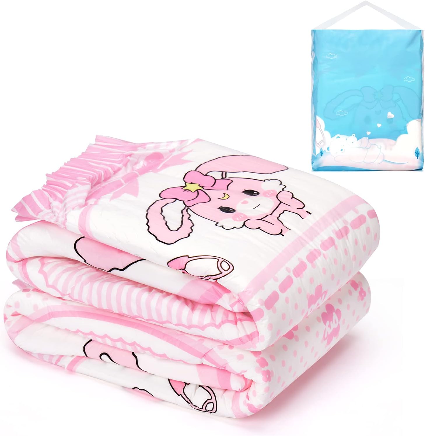 Amazon.com: Littleforbig Adult Printed Diaper 2 PCS - Baby Usagi Cute Diaper (Large 36"-48 ...