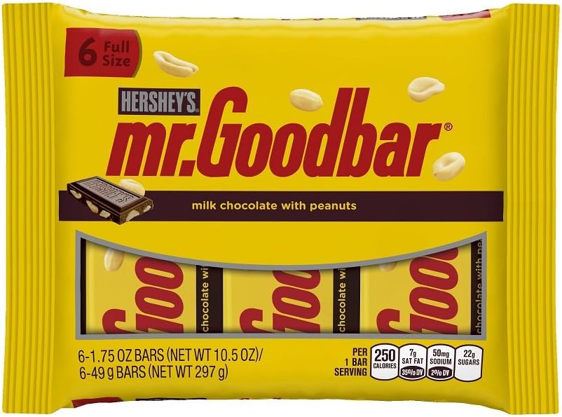 Amazon.com : MR GOODBAR Chocolate Candy Bar with Peanuts, 6 Piece, 10.5 ...