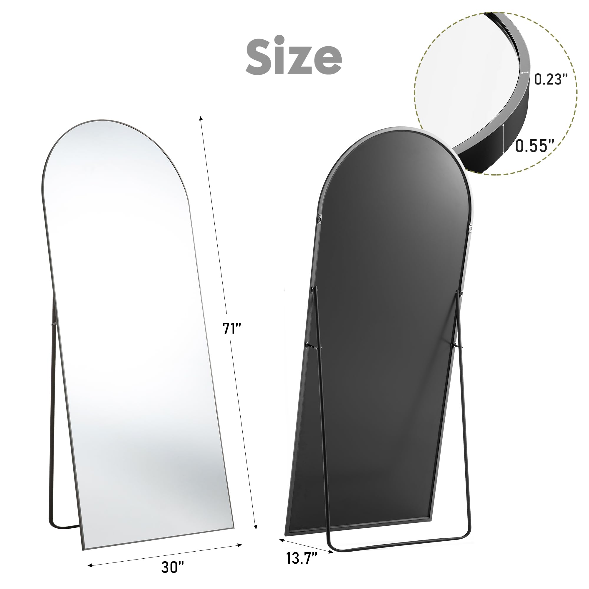 JHK Arched Full Length Mirror 36” x ” Full Body Floor Mirrors Standing ...