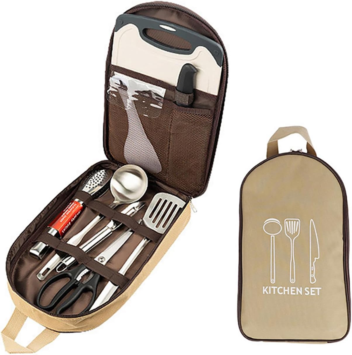 QYINXIU 8 Piece Camping Kitchen, Camping Kitchen Utensil Set, Portable ...