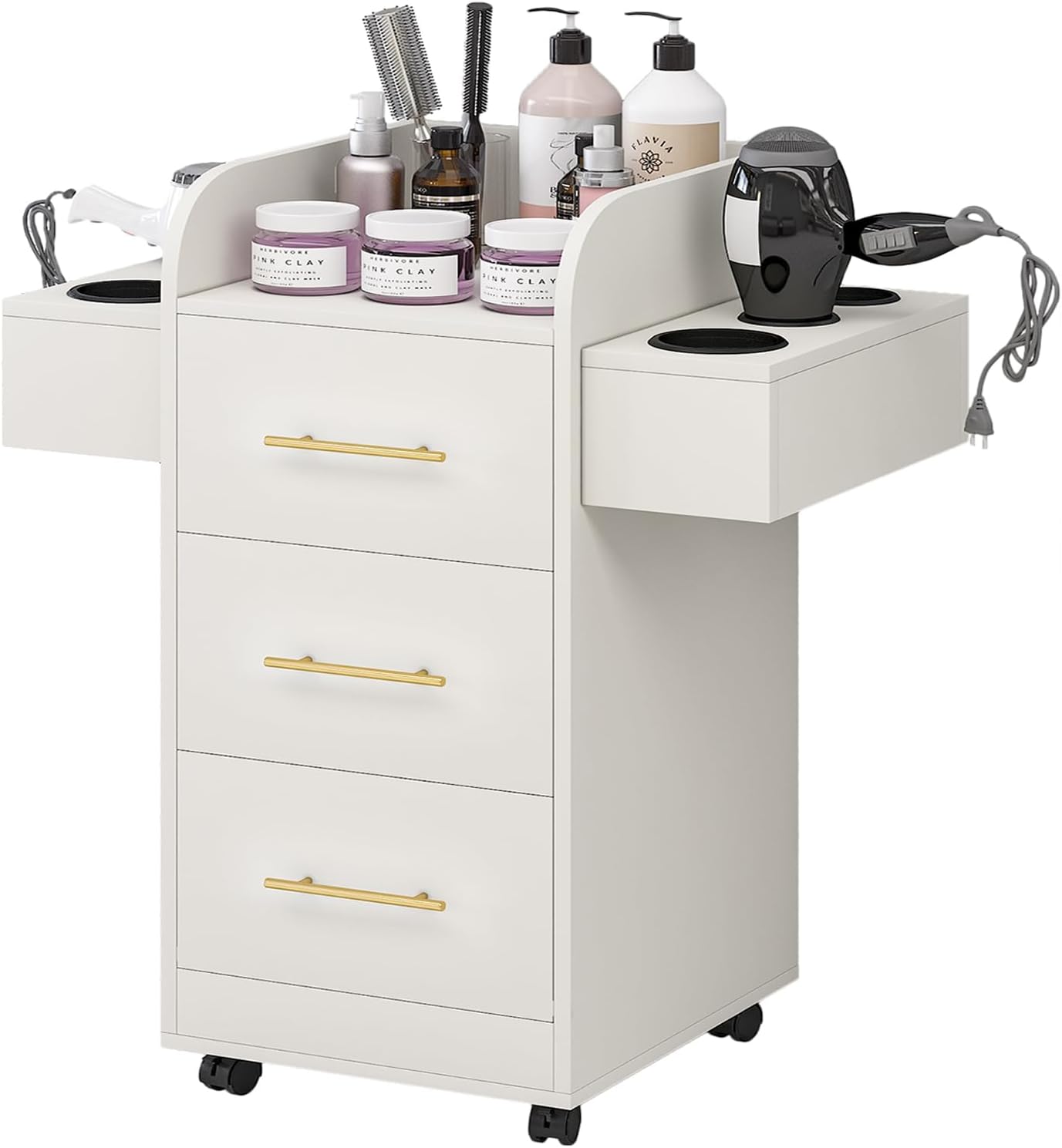 Amazon.com: 4ever2buy Beauty Salon Station with 3 Drawers, Rolling ...