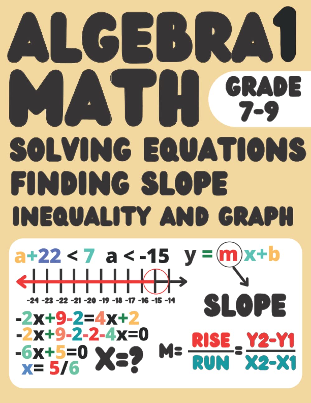 Math Algebra 1 Workbook 7th, 8th and 9th Grade, Solving and Graphing ...
