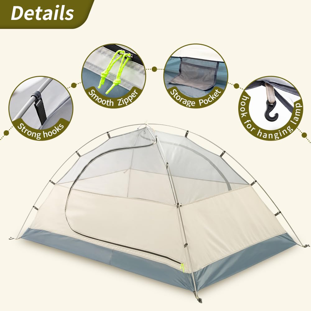 Snapklik.com : TOMOUNT Backpacking Tent 2 Person Waterproof Lightweight ...