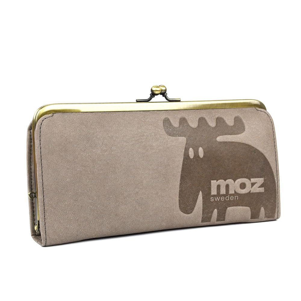 Amazon | [moz] がま口長財布 ボックス型小銭入れ がまぐち財布 がまぐち 大容量 本革 Elk エルク ヘラジカ 型押し 牛革 経年変化 スウェーデン sweden モズ ...