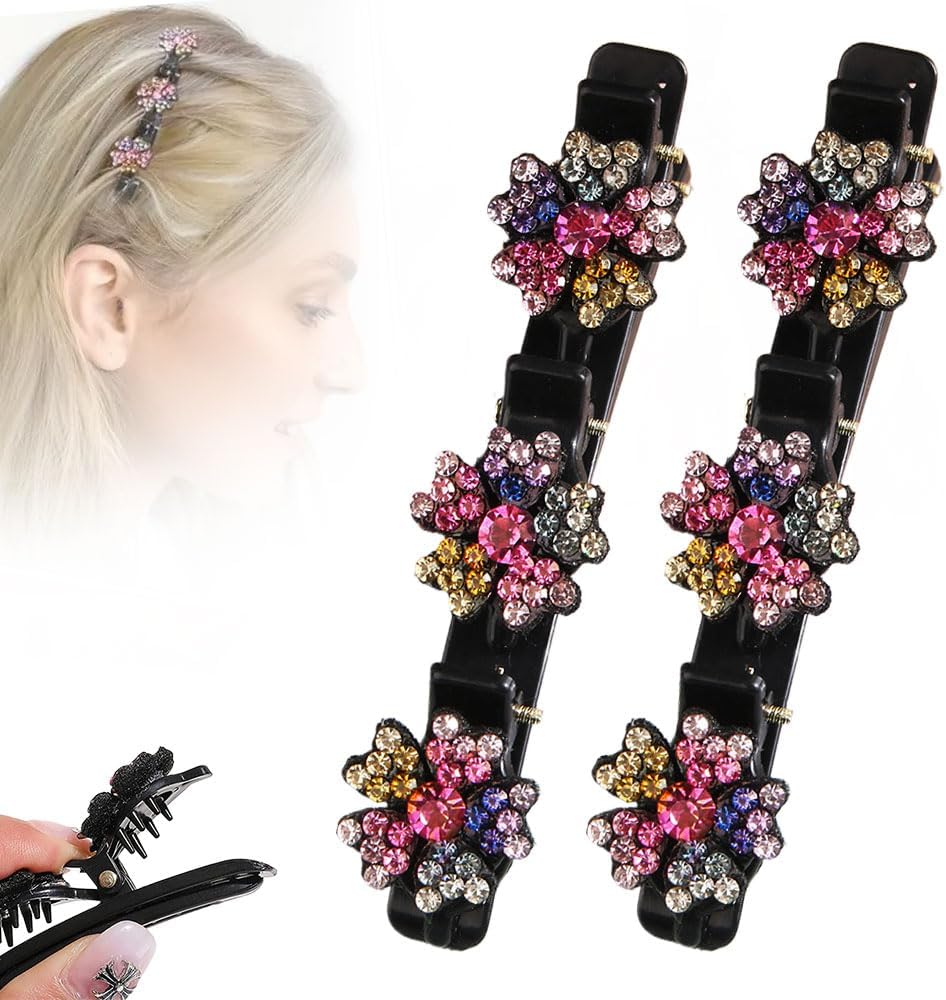 Amazon.com : Sparkling Crystal Stone Braided Hair Clips, 2024 New Women ...
