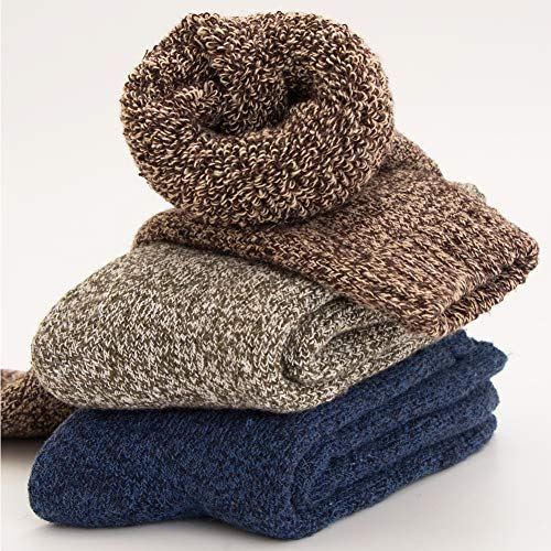 Mens Heavy Thick Wool Socks - Soft Cozy Warm Comfort Knit Winter Crew ...