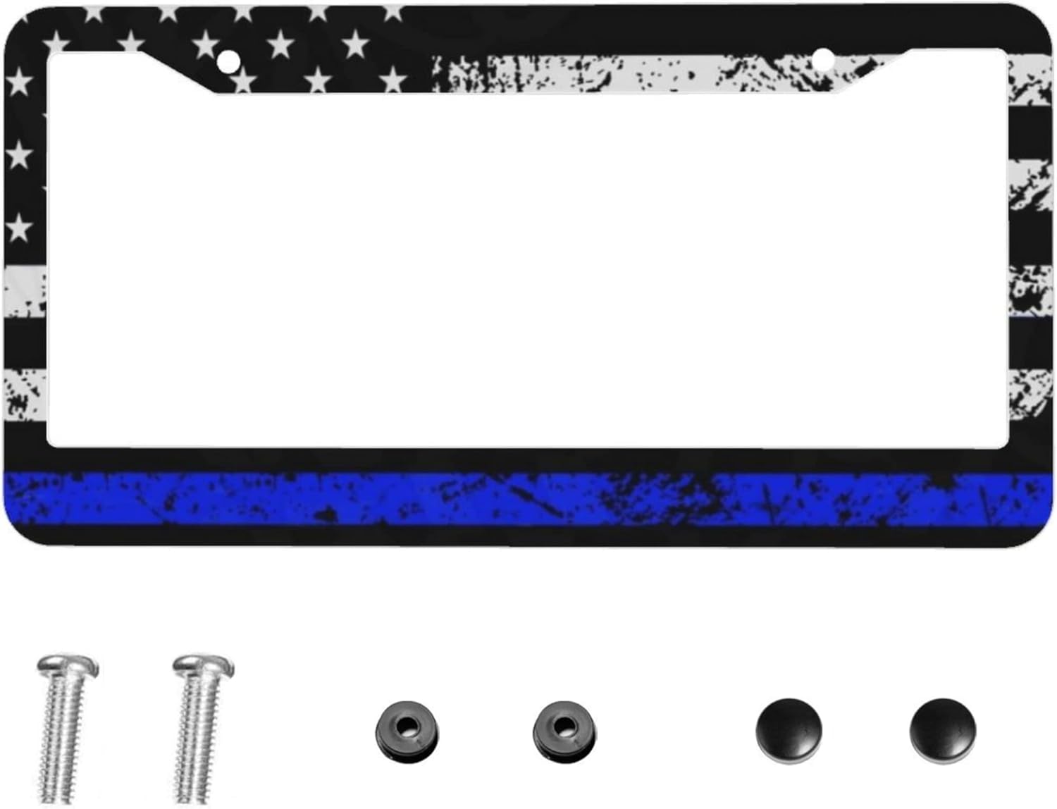 Amazon.com: Blue Lives Matter American Flag License Plate Frame 1pcs ...