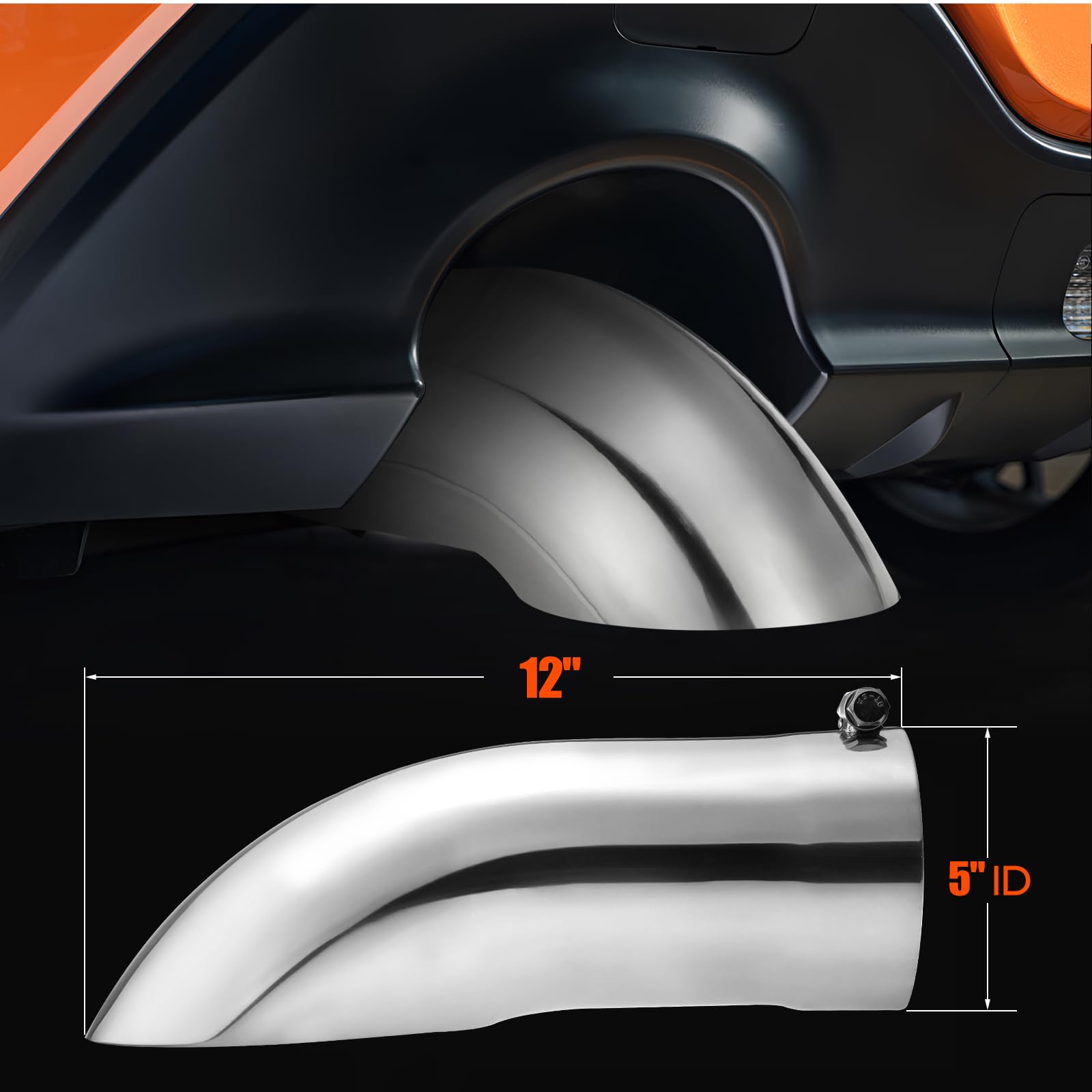 Snapklik.com : Turn Down Exhaust Tip 5" Inlet,5" Inside Diameter Inlet ...