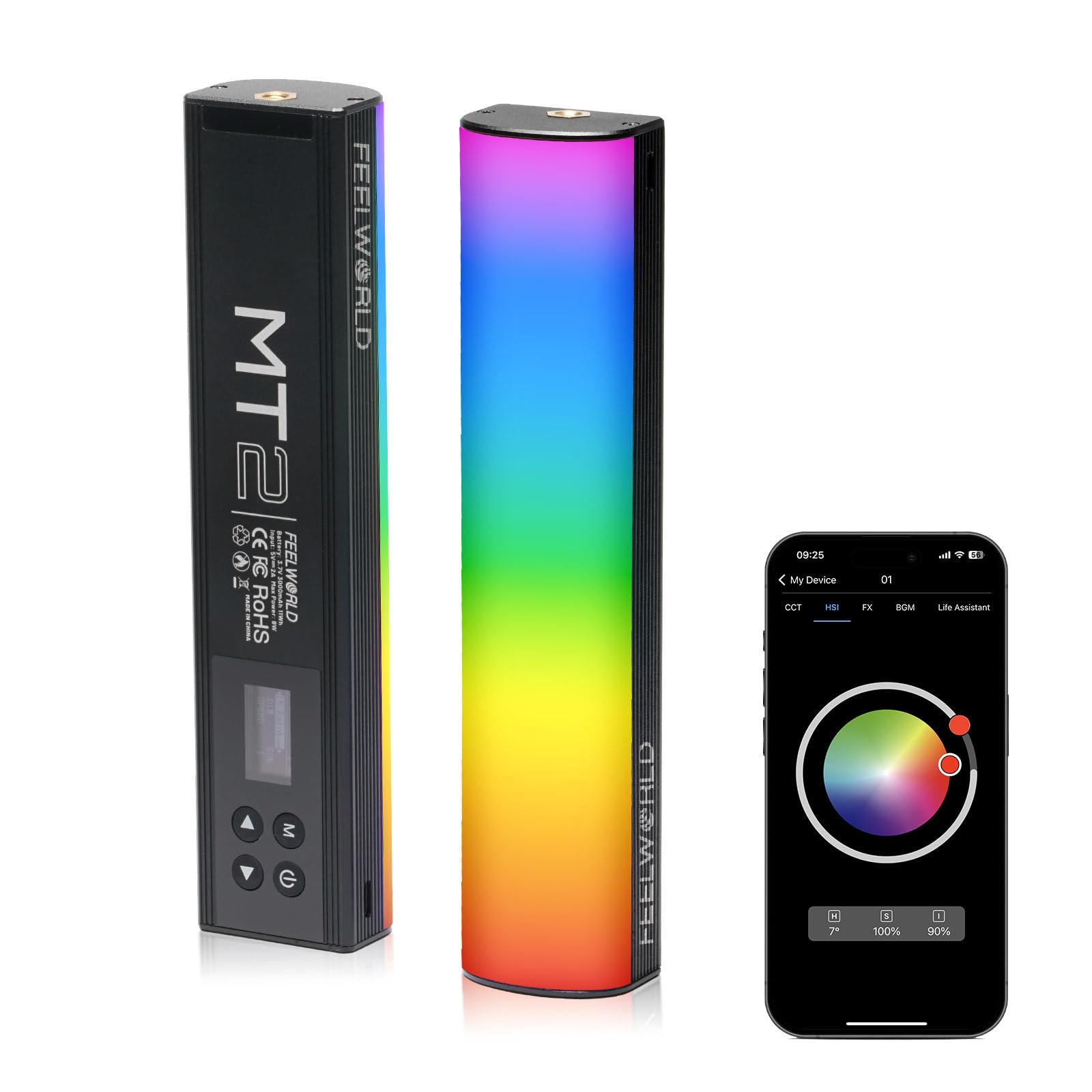 Amazon.com : FEELWORLD MT2 Handheld Light Wand,360° RGB LED Video Light ...