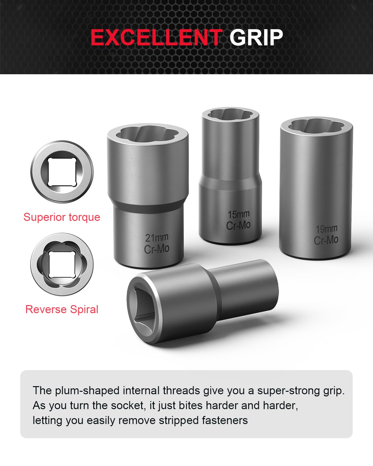 Snapklik.com : Bolt Extractor Kit, 16-Piece Lug Nut Removal Tool, 1/2 ...