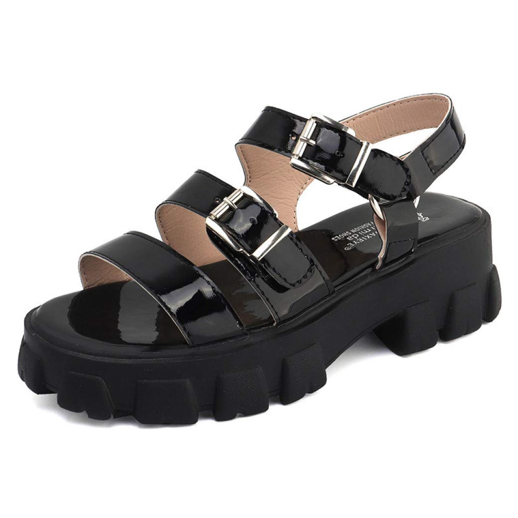 JOYBI Sandalias de plataforma gruesa para mujer, con correa de hebilla ...