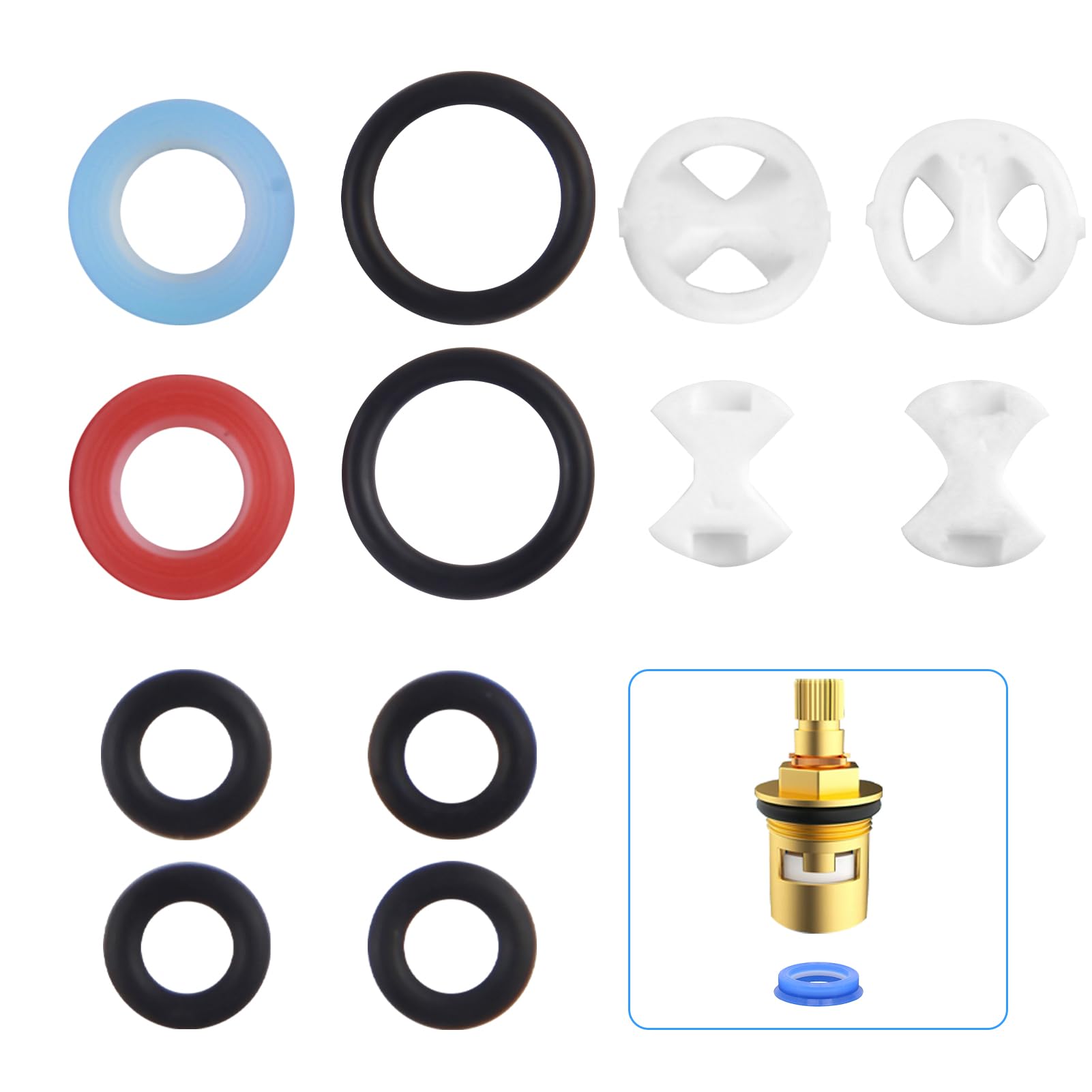 SMCEHEYA Tap Valve Cartridge Replacement Kit - 16pcs Tap Washers for ...