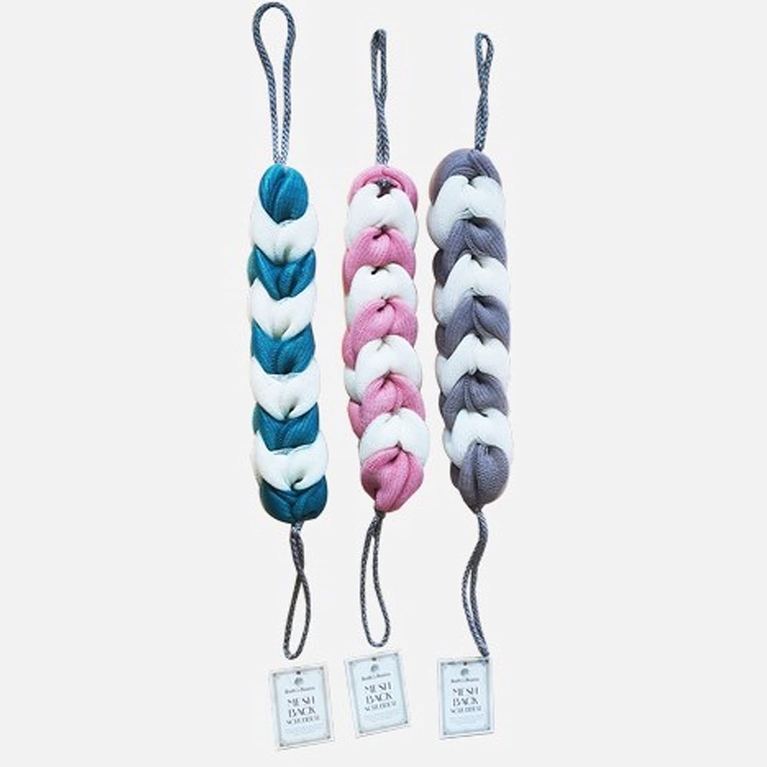 Amazon.com: 6 Mesh Sponge Braided Rope Back Scrubber Soft Puff Bath ...