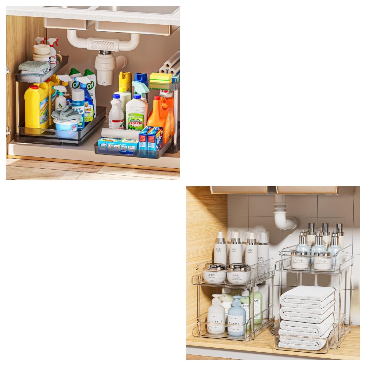 Amazon.com: Delamu 2 Pack L-Shape Organizer + 2 Pack Clear Organizers ...