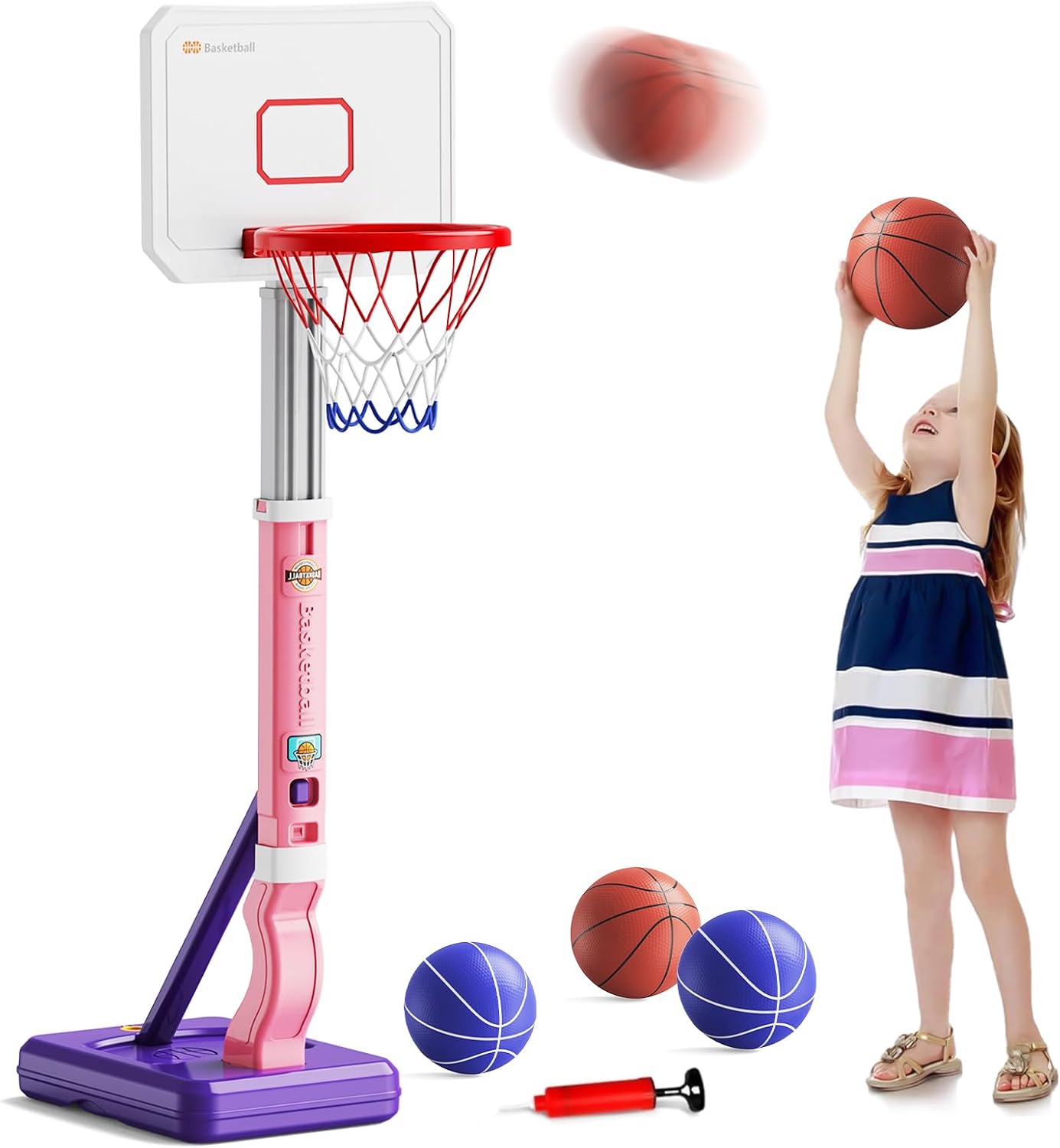Amazon.com: SJIADA Toddler Basketball Hoop，Height Adjustable Kids ...
