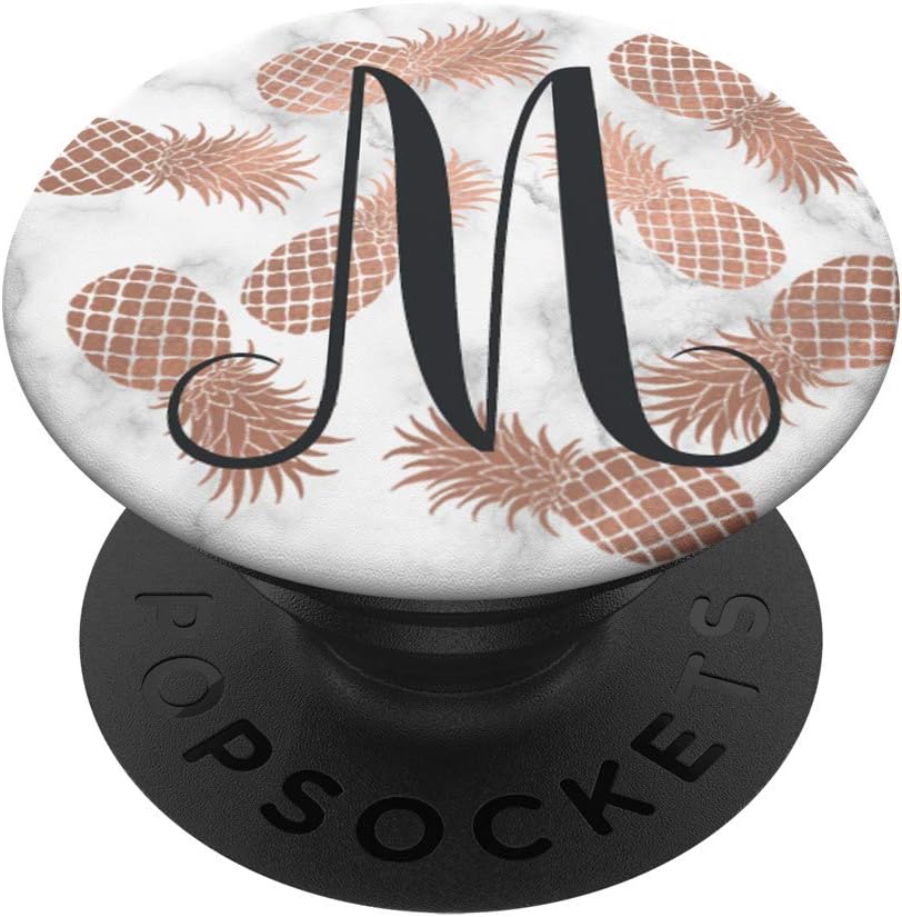 Amazon.com: Letter M Rose Gold Pineapple Pattern PopSocket Marble With M : Cell Phones & Accessories