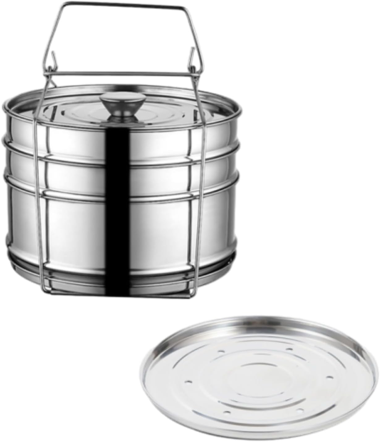 Amazon.com: 3 Tier Stackable Stainless Steel Insert Pans with Cooking ...