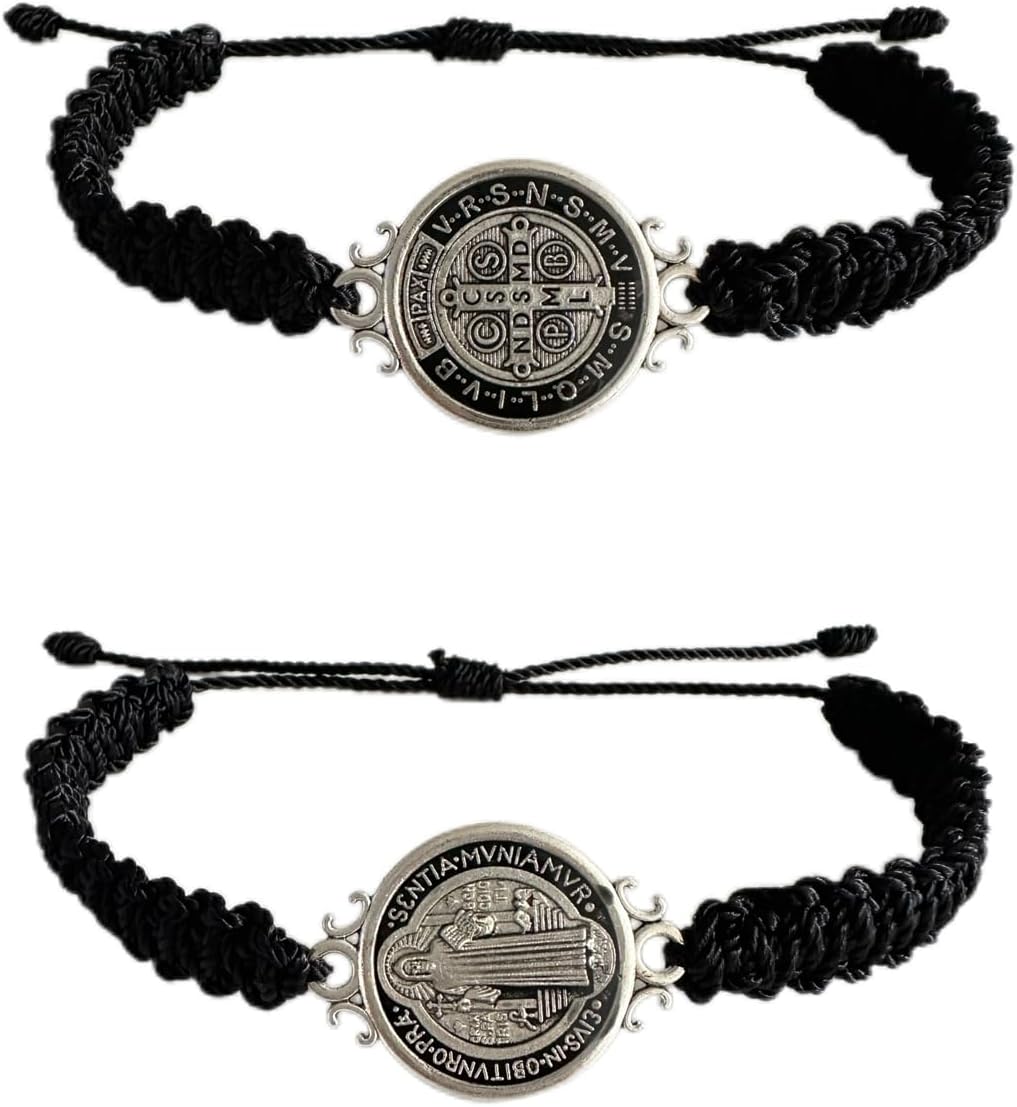 Amazon.com: 2 Pcs Red ST Benedict Bracelets Catholic Rosary Gifts Black ...