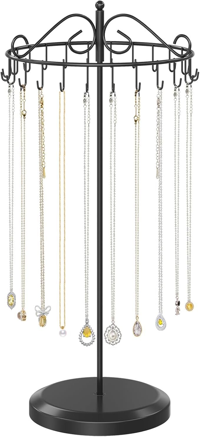 Amazon.com: iDavosic.ly Rotating Necklace Holder Organizer with 24 ...