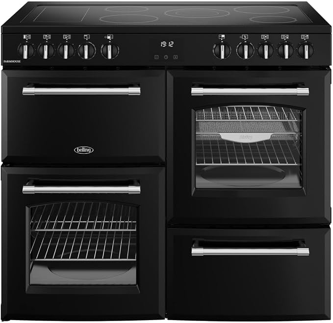 Belling Farmhouse 100cm Electric Ceramic Range Cooker - Black : Amazon ...