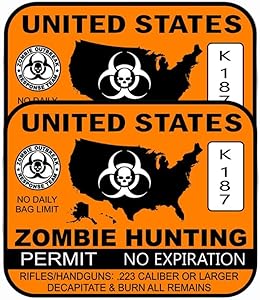 Amazon.com - (Pack of 2) Zombie United States Hunting License Funny ...