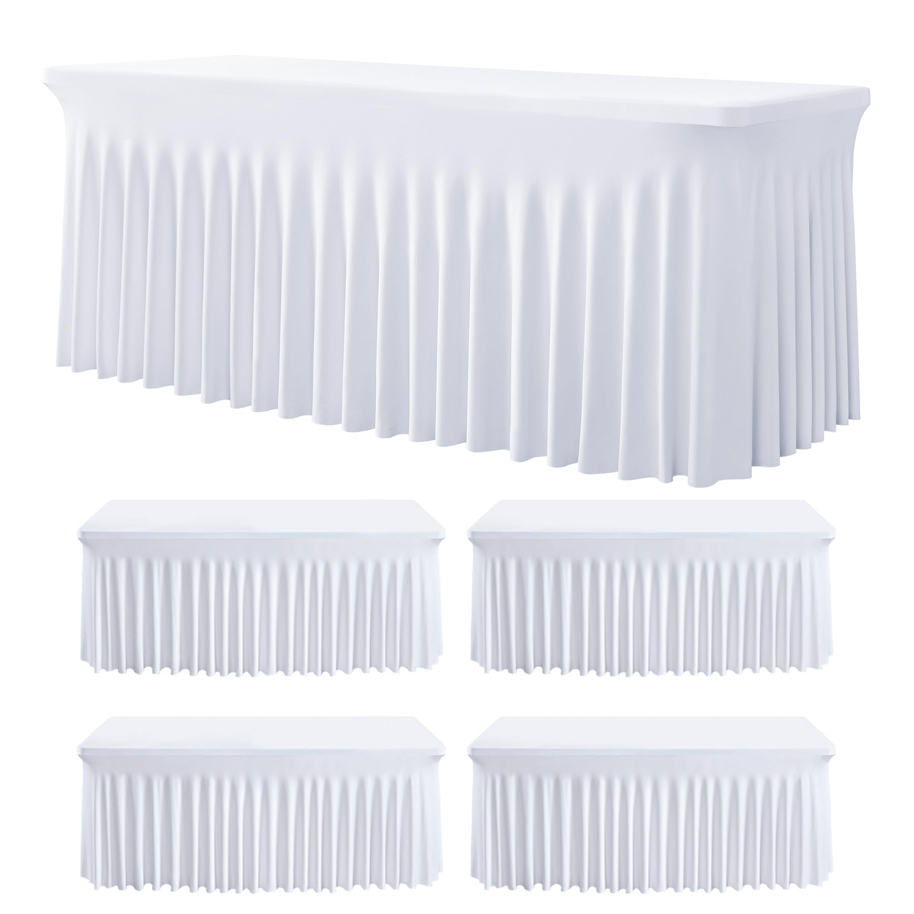 Htper 4 Pack White Spandex Tablecloths for 4 ft Rectangle Tables ...